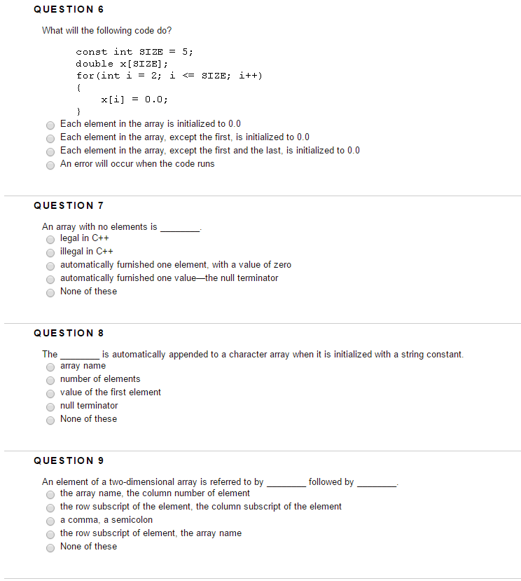 Solved QUE STION 1 To assign the contents of one array to | Chegg.com