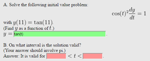 Solved Solve the following initial value problem: cos(t)^2 | Chegg.com