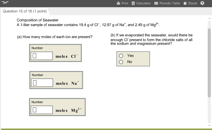 Solved Composition of Seawater A 1-liter sample of seawater | Chegg.com