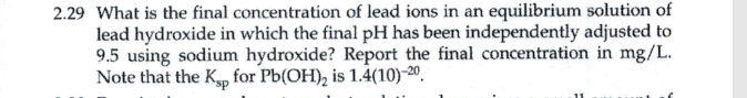 Solved What is the final concentration of lead ions in an | Chegg.com