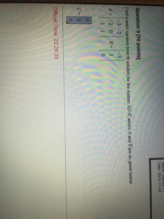 Solved Find a least-squares best fit solution for the system | Chegg.com