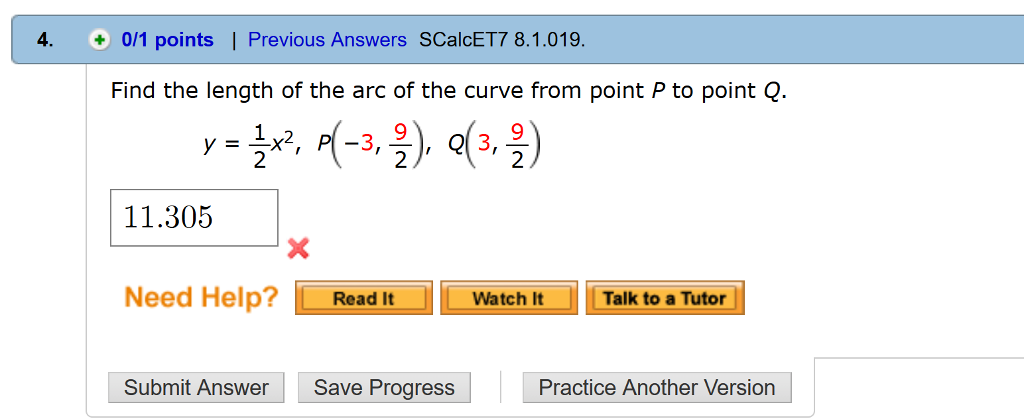Solved Find the length of the arc of the curve from point P | Chegg.com