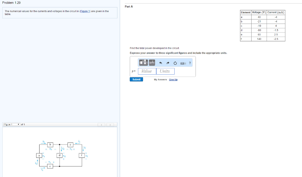 Solved The numerical values tor the currents and voltages in | Chegg.com