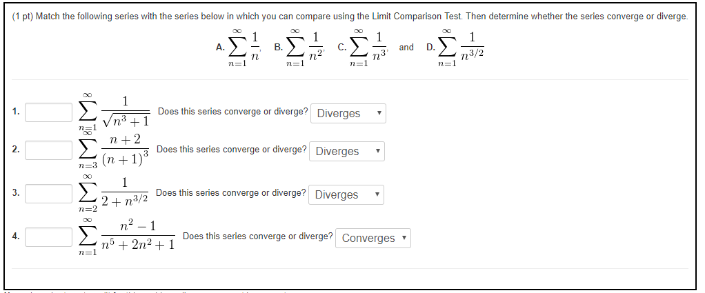 Solved (1 pt) Match the following series with the series | Chegg.com