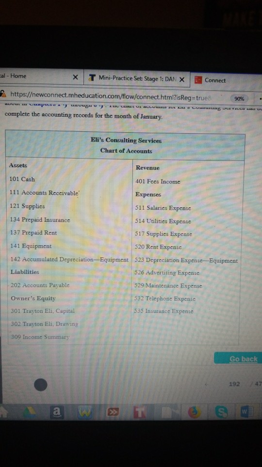 Mini-Practice Set 1 Service Business Accounting Cycle | Chegg.com