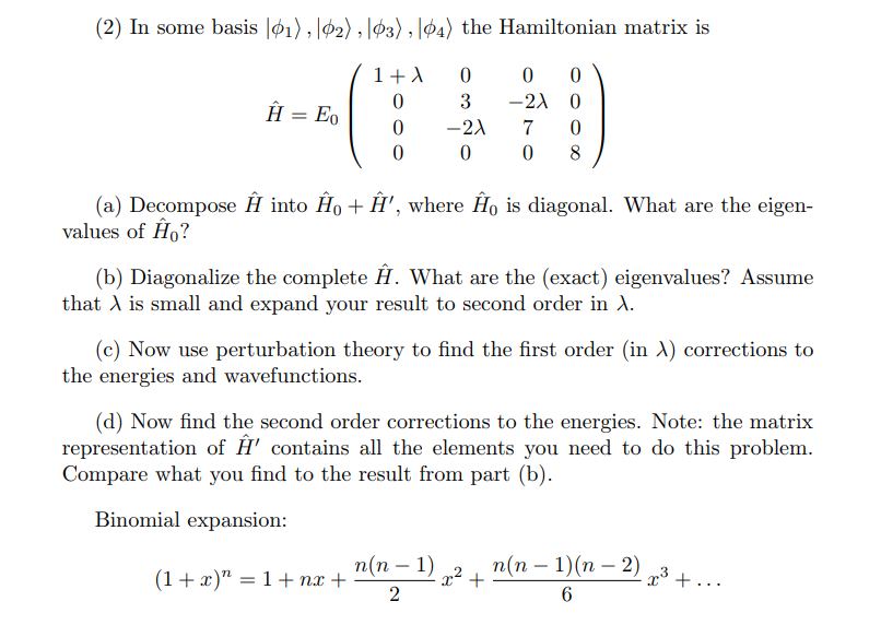 (2) In some basis IP1〉, 2) ,1 s) ,loa) the | Chegg.com