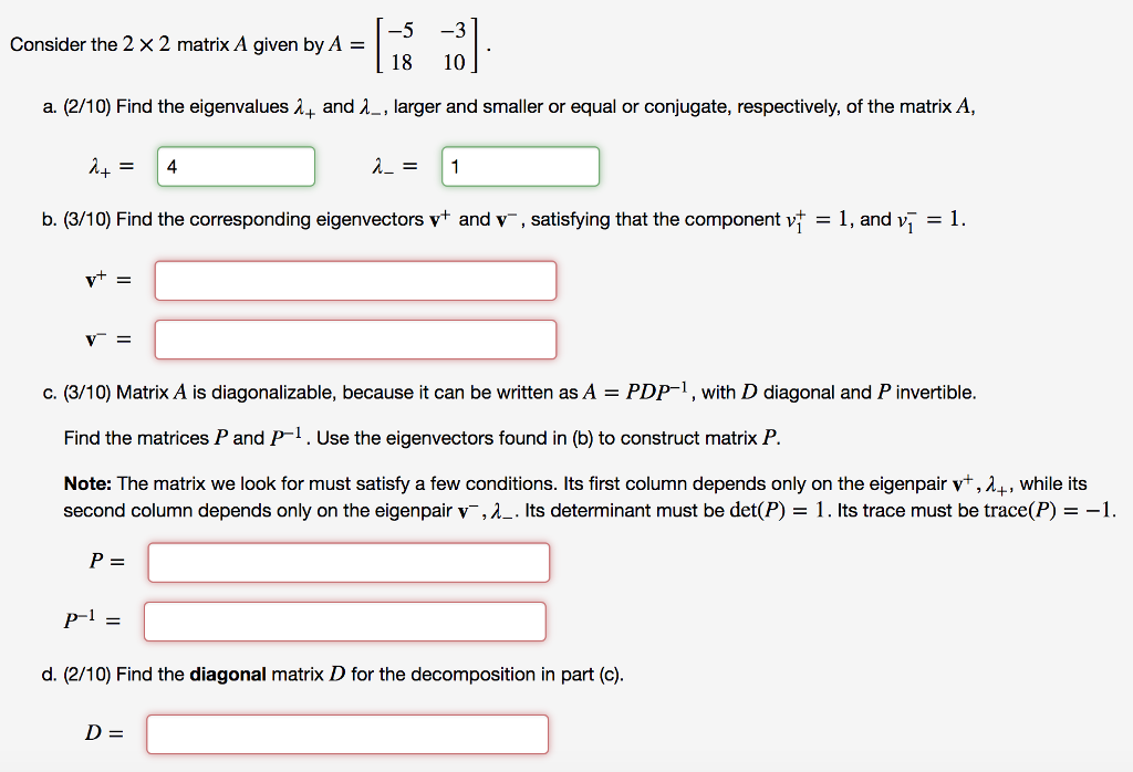 Solved Consider the 2 × 2 matrix A given by A = 18 10 a. | Chegg.com