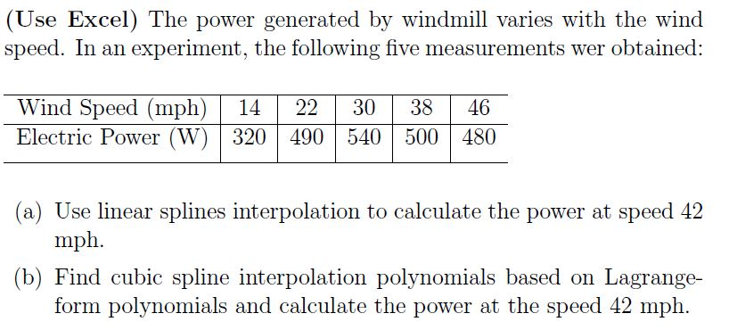 Solved The power generated by windmill varies with the wind | Chegg.com