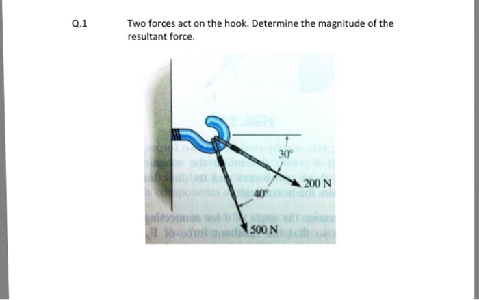 Solved Two Forces Act On The Hook Determine The Magnitude