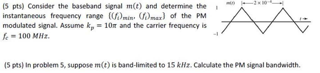 Solved Consider the baseband signal m(t) and determine the | Chegg.com