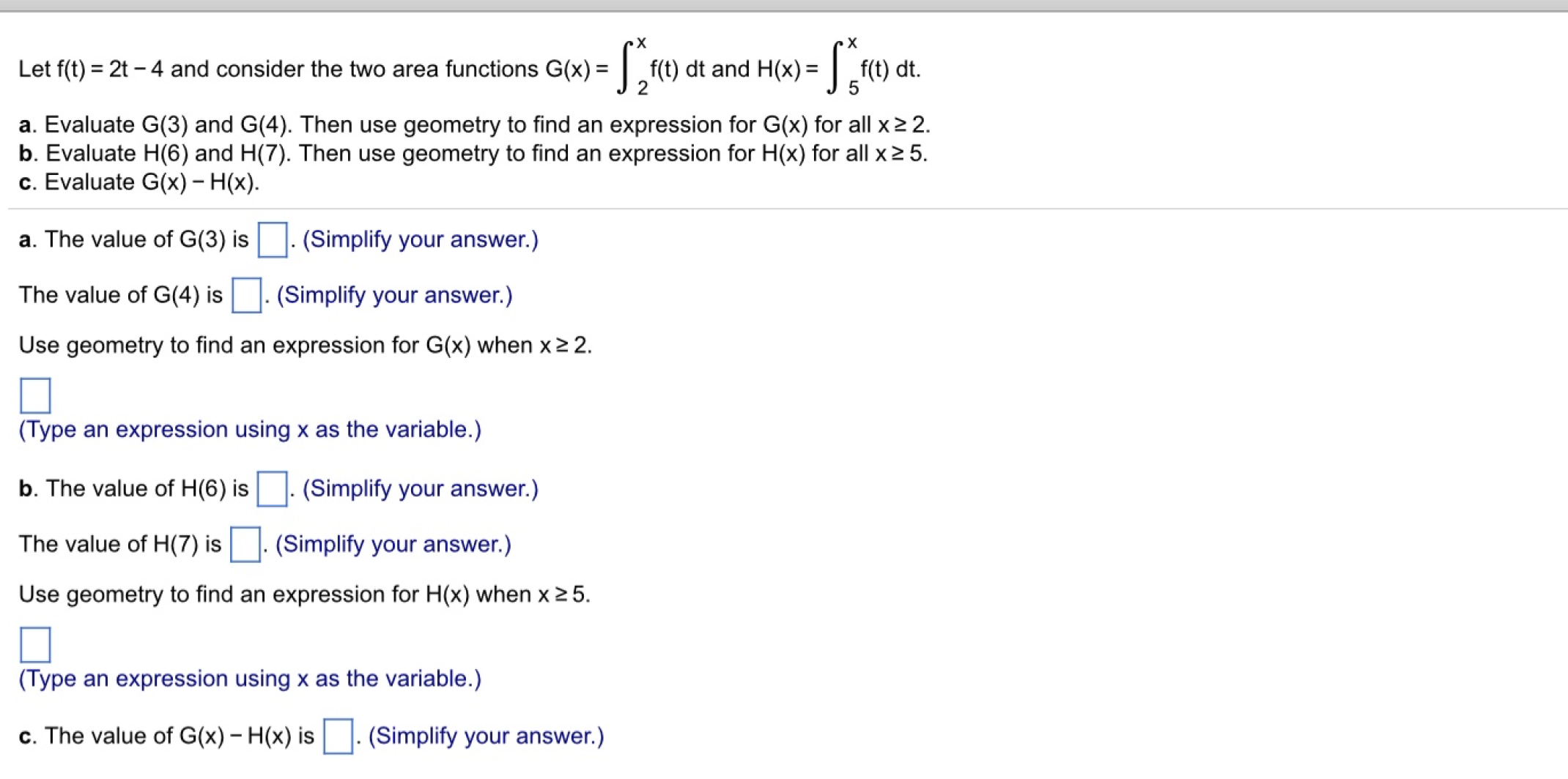 Solved Let f(t) = 2t - 4 and consider the two area functions | Chegg.com Solved Let f(t) = 2t - 4 and consider the two area functions | Chegg.com