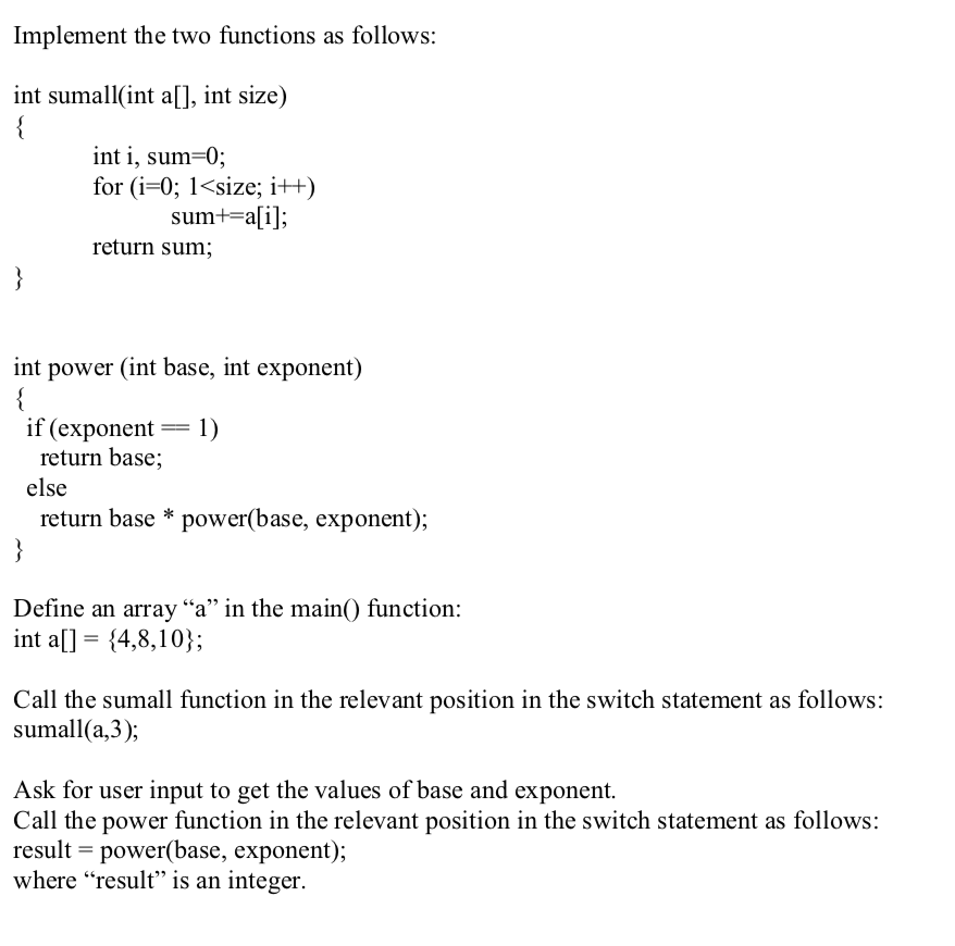 Solved Here we want to include two new functions: (i) | Chegg.com