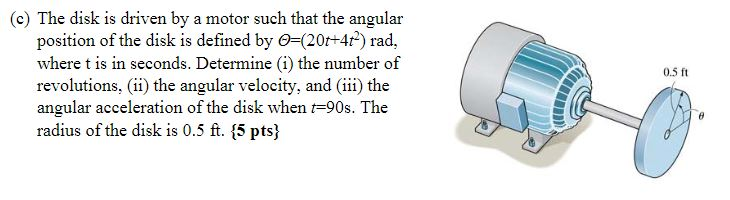 Solved (c) The disk is driven by a motor such that the | Chegg.com