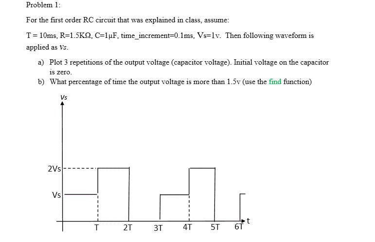 Solved For the first order RC circuit that was explained in | Chegg.com
