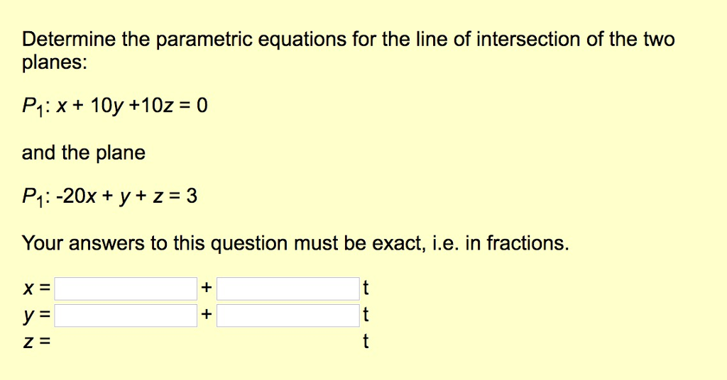 Solved Determine The Parametric Equations For The Line Of