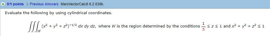 Solved + 0/1 points | Previous Answers MarsVectorCalc6 | Chegg.com