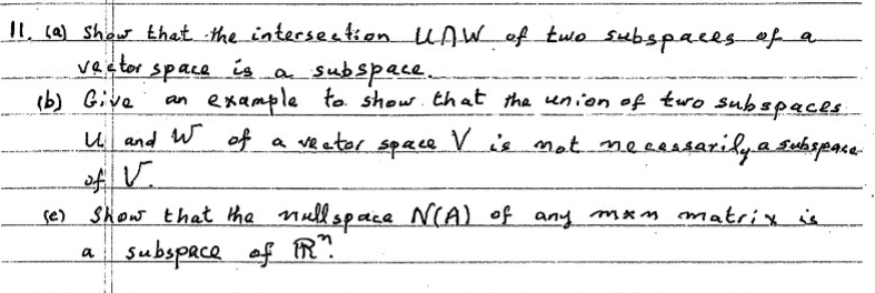 Solved Show that the intersection u n w of two subspaces of | Chegg.com