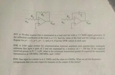 Solved A 50-ohm line is in a load and with a 1-v RMs | Chegg.com