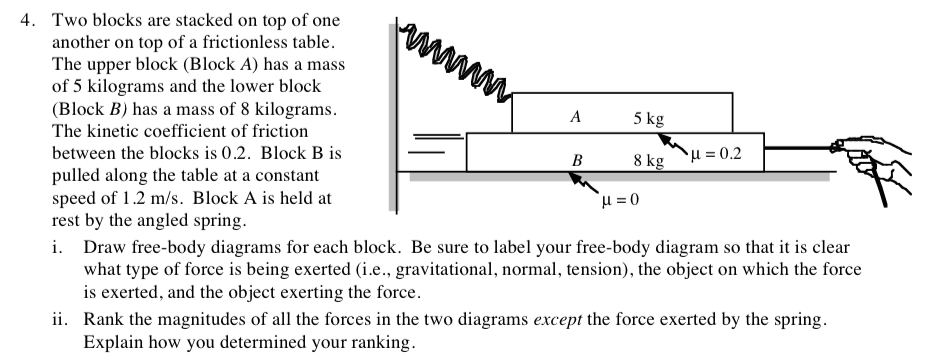 Solved 4. Two blocks are stacked on top of one another on | Chegg.com