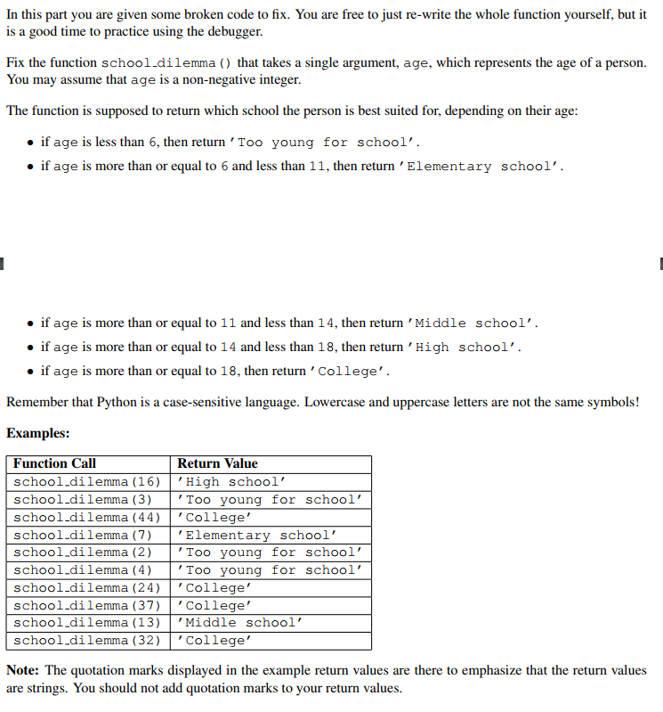 Solved In this part you are given some broken code to fix. | Chegg.com