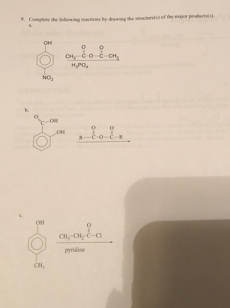 Solved Complete the following reactions by drawing the | Chegg.com