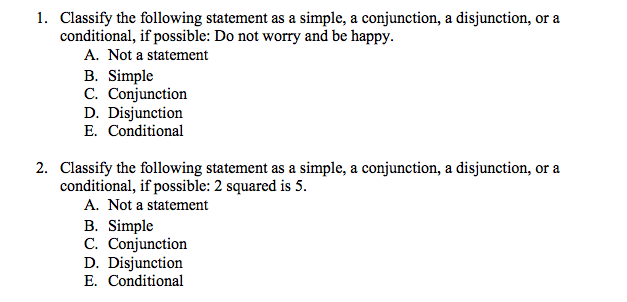 Solved 1. Classify the following statement as a simple, a | Chegg.com