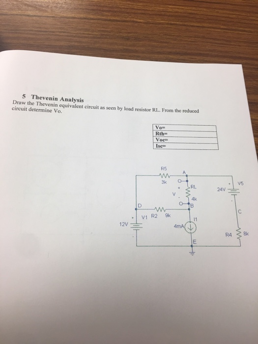 Solved Thevenin Analysis Draw the Thevenin equivalent | Chegg.com
