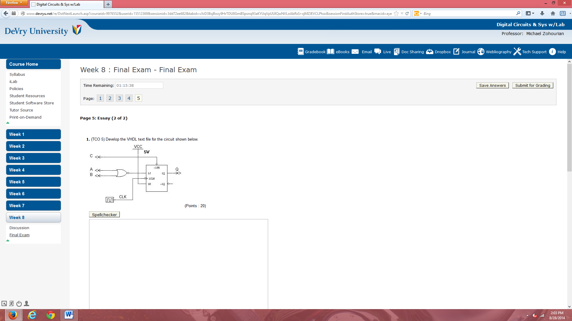 (TCO 5) Develop the VHDL text file for thecircuit | Chegg.com