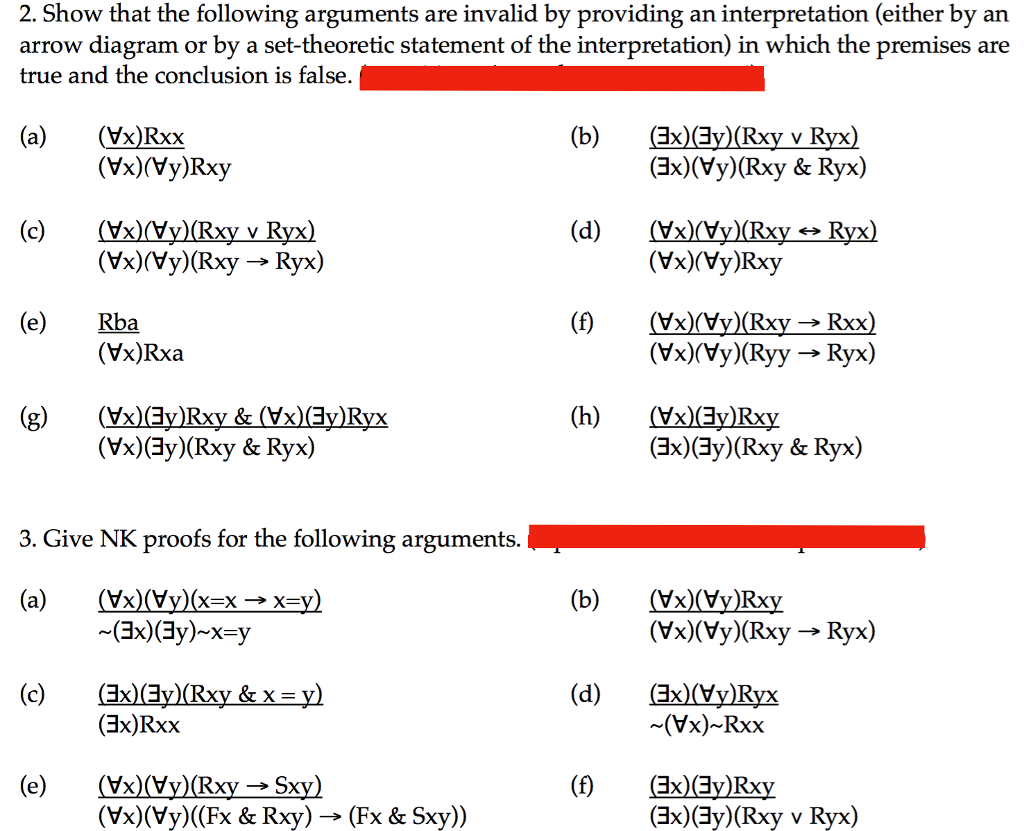 Solved Show That The Following Arguments Are Invalid By 