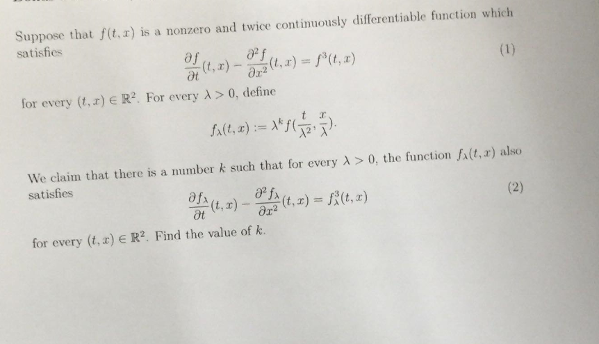 Solved Suppose that f(t, z) is a nonzero and twice | Chegg.com