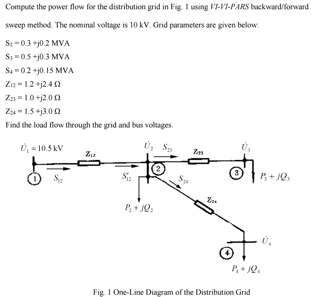Solved Compute the power flow for the distribution grid in | Chegg.com
