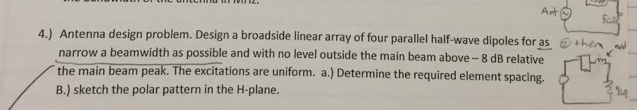 Solved 4.) Antenna design problem. Design a broadside linear | Chegg.com