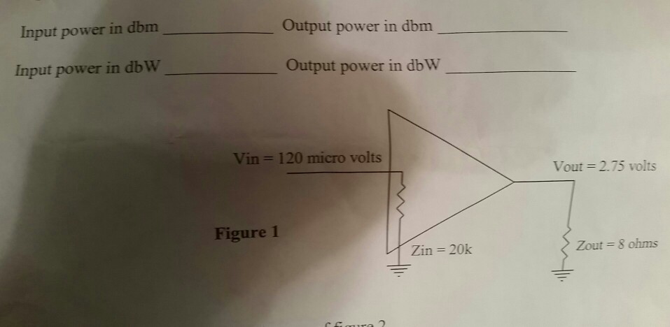 Solved Output Pow Er In Dbm Output Power In Dbw Input Power 5372