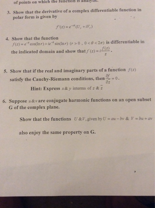 Solved Show that the derivative of a complex differentiable | Chegg.com