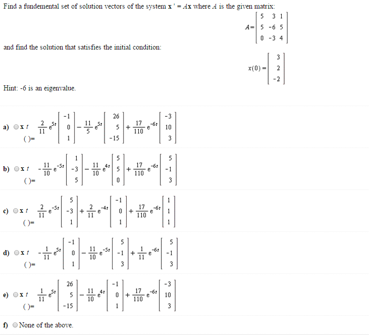 Find a fundamental set of solution vectors of the | Chegg.com
