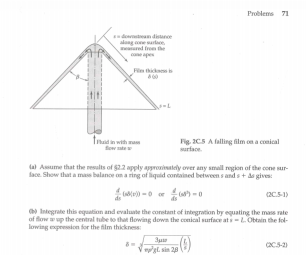 C.5 Falling film on a conical surface (see Fig. 2C5) | Chegg.com