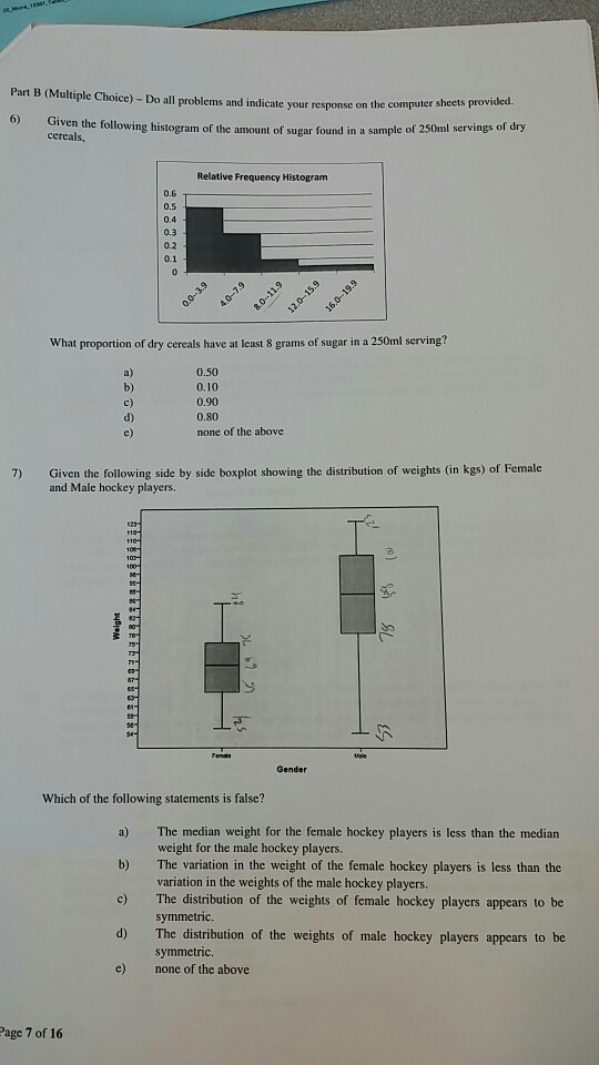 Solved Part B (Multiple Choice) - Do all problems and indica | Chegg.com