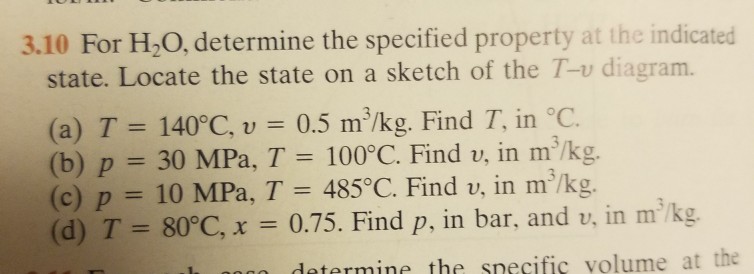 Solved 3.10 - for H2O, determine the specific property at | Chegg.com