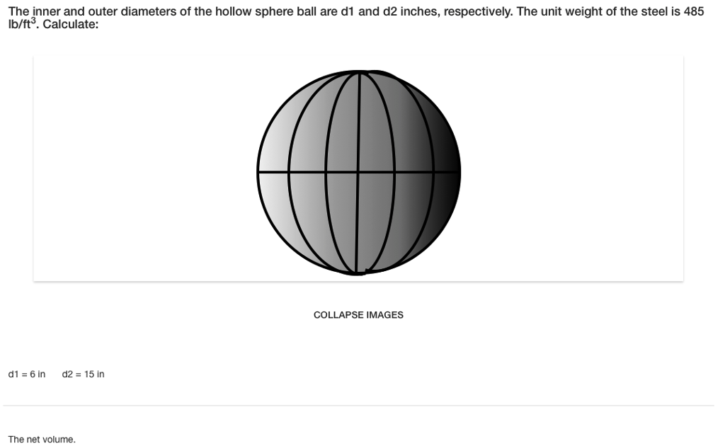 Solved The inner and outer diameters of the hollow sphere | Chegg.com
