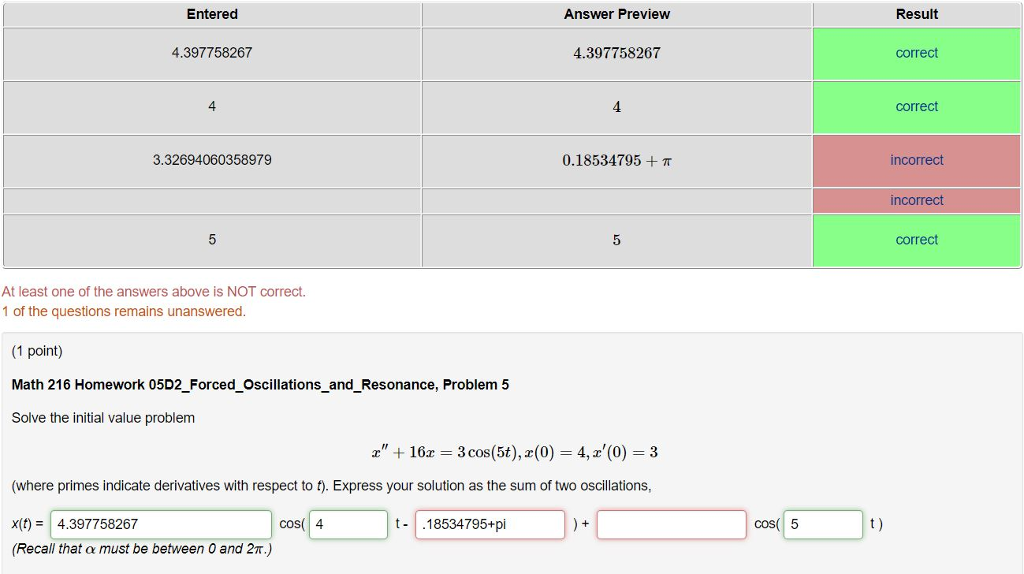 Solved Entered Answer Preview Result 4.397758267 4.397758267 | Chegg.com