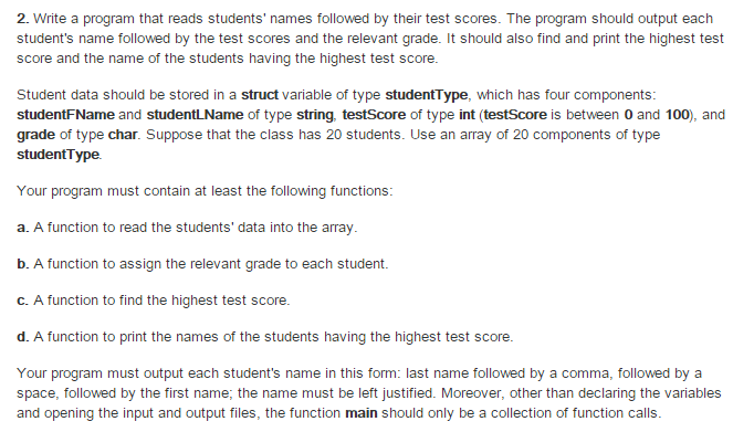 Solved Please help me create this program. It must be C++ | Chegg.com