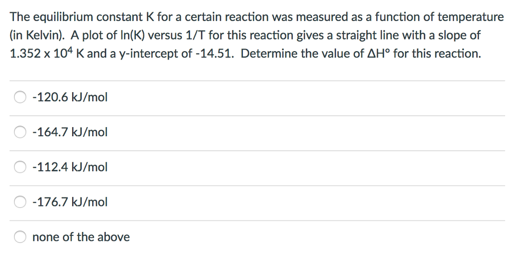 Solved The equilibrium constant K for a certain reaction was | Chegg.com