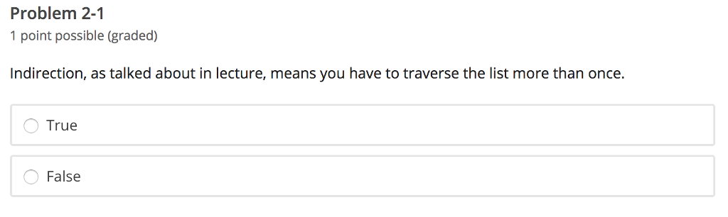 Solved Problem 2-1 1 point possible (graded) Indirection, as | Chegg.com
