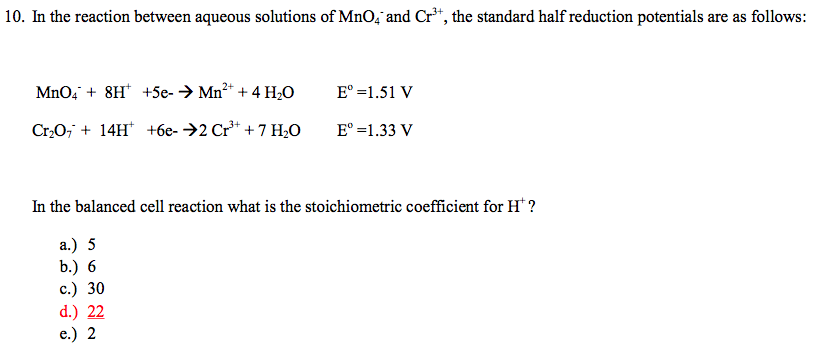 Solved In the reaction between aqueous solutions of MnO_4^- | Chegg.com