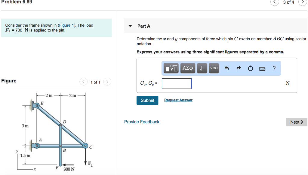 Solved Problem 6.89 3 3 of 4 5 Consider the frame shown in | Chegg.com