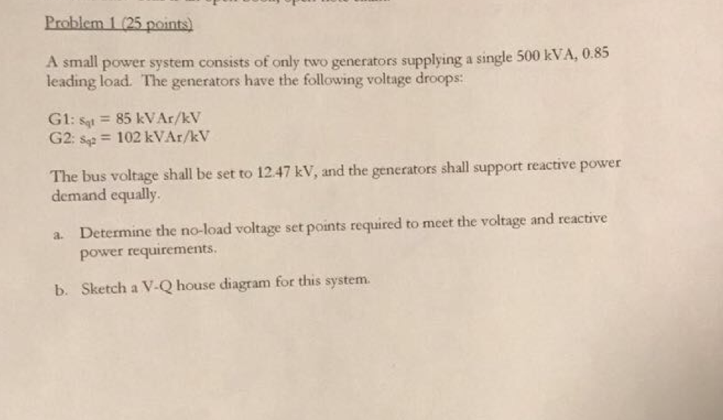 Solved A small power system consists of only two generators | Chegg.com