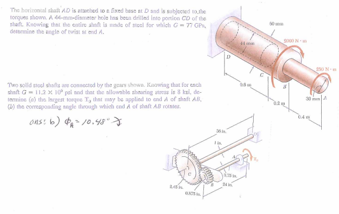 Solved The horizontal shaft AD is attached to a fixed base | Chegg.com