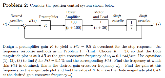 Solved Consider the position control system shown below: | Chegg.com