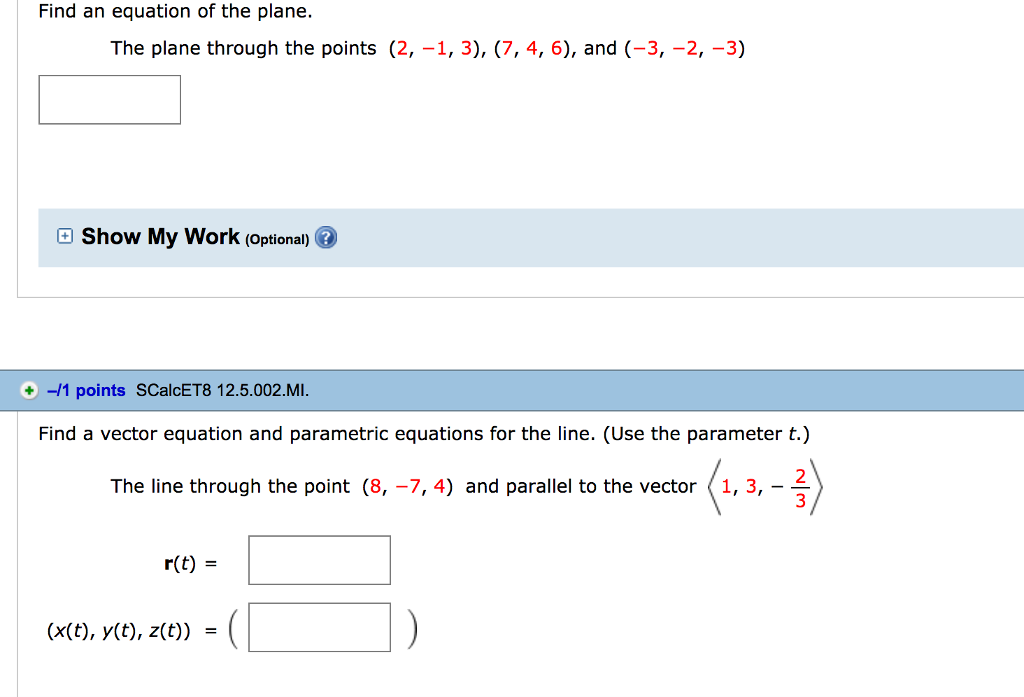 Solved Find An Equation Of The Plane The Plane Through The