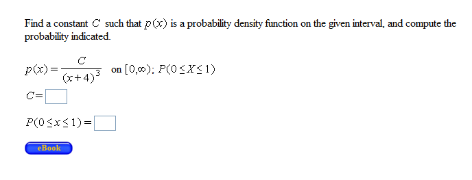 Solved Find a constant C such that p (x) is a probability | Chegg.com
